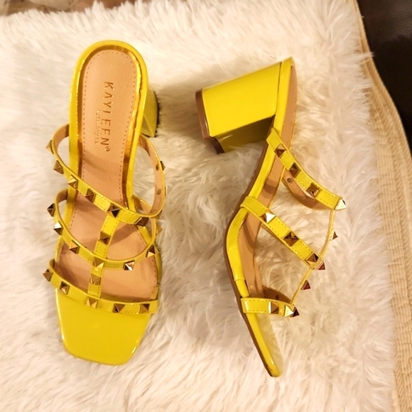 KAYLEEN By Los Angeles | Shoes | New Stud Lime Green Heel Sandals ...